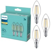 SADA 3x LED Žárovka Philips B35 E14/4,3W/230V 2700K