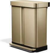 Ocelový odpadkový koš 34+24 l na tříděný odpad/nášlapný v matně zlaté barvě – simplehuman