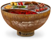 Blumfeldt Savage, ohniště s grilem, Ø 60,5 cm, ocel, ochranný kryt, rezavý vzhled