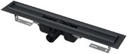 Alca Odtokové žlaby - Sprchový žlab 115 cm, s okrajem pro perforovaný rošt, černá mat APZ1BLACK-1150