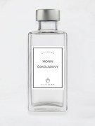 Samolepka na láhev MONIN ČOKOLÁDOVÝ 6 x 8 cm – bílá vinylová, voděodolná, omyvatelná samolepka na dózy, základní písmo