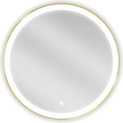 Mexen Esso, kulaté LED podsvícené koupelnové zrcadlo 70 cm, 6000K, topná podložka proti zamlžování, zlatý rám, 9825-070-070-611-50
