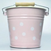 Růžový smaltovaný kyblík s puntíky Pink dot - Ø24*23cm - 6L