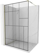 Mexen Kioto sprchová stěna Walk-in 70 x 200 cm, černý vzor 8 mm, zlatá - 800-070-101-50-78