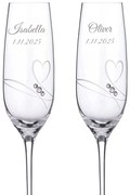 Dekorant Svatební sklenice na šampaňské Romance simple s krystaly Swarovski 200 ml 2KS