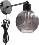 Nástěnná Lampa Nástěnné Skleněné Stínidlo Skleněná Koule Pruhy E27 Chrom Zástrčka