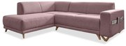 Růžová rozkládací/s úložným prostorem rohová pohovka (levý roh/do L) Classy Sophie – Miuform