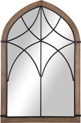 HOMCOM Dekorativní Dřevěné Zrcadlo na Zeď 93x60 cm Okenní Zrcadlo s 2 Háčky Vintage Styl pro Obývací Pokoj, Ložnici, Jídelnu a Předsíň Hnědé | Aosom