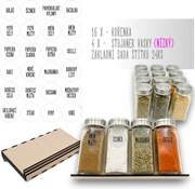 usporadejto.cz Sada 16ks kořenek DUST 120ml (3 druhy sypátka) + 4ks organizér na kořenky VASKY (nízký) + sada 24ks štítků