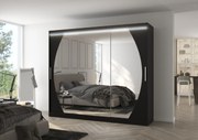 ADRK Furniture Posuvná skříň se zrcadlem a LED osvětlením CAMBE 250 SW-CAM-B-250+L-V389