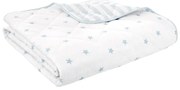 Bílý/modrý bavlněný prošívaný dětský přehoz 135x190 cm Mini Star & Stripes – Bianca