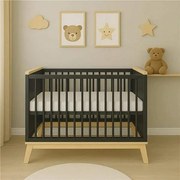 Dětská postýlka se zábranou New Baby MARCUS 120x60 cm grafit/přírodní