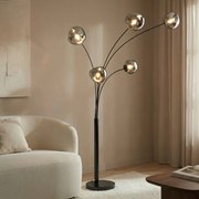 Moderní stojací lampa Orbit s mramorovou podstavou černá