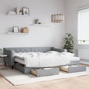 Válenda s přistýlkou a zásuvkami světle šedá 90 x 200 cm textil 3197480