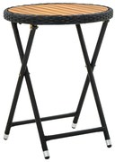 Čajový stolek černý 60 cm polyratan a masivní akácie 316509
