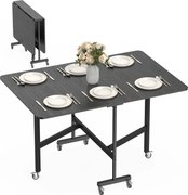 HOMCOM skládací jídelní stůl pro 4–6 osob s kolečky a sklápěcími deskami, černý, 120×80×73 cm | Aosom