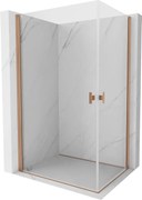 Mexen Mist-B Duo, 2-křídlý výklopný sprchový kout 100 x 70 cm, čiré sklo, měděný matný profil, 8A2-100-070-65-00