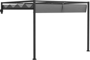 Outsunny Pergola Zahradní Altán 3x4m s Odkrytelnou Střechou a Odvodňovacími Otvory, Zahradní Pergola z Oceli a Polyesteru s Kolíky a Šrouby, Tmavě Šed