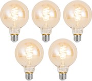 Sada 5 ks Chytré stmívatelné LED žárovky E27 G95 jantarové 4,9 W 320 lm 2500 K