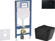 Geberit Duofix - Set předstěnové instalace, klozetu Arkas I a sedátka softclose, tlačítko Sigma01, černá SANI11CA5514