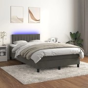 Box spring postel s matrací a LED tmavě šedá 120x200 cm samet