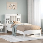 Postel s knihovnou bez matrace bílá 75x190 cm masivní borovice 3322934