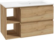kielle Nefia - Skříňka s umyvadlem 90 cm, pravá varianta, zlatý dub 50027S90R1