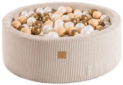 Krémový manšestrový bazének s míčky ø 90x30 cm Montessori – Meowbaby
