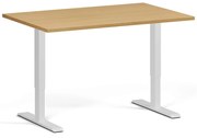 Výškově nastavitelný stůl, 120x80 cm, 1 motor, bílá podnož, buk