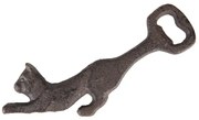 Hnědý litinový otvírák na láhve kočka – 17x9x1 cm