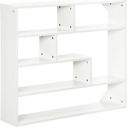 HOMCOM 4-úrovňová nástěnná police s 7 otevřenými přihrádkami pro obývací pokoj, ložnici a kancelář, moderní styl 94x19,5x80 cm Bílá | Aosom