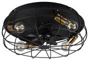 Matně černé stropní svítidlo na dálkové ovládání/s ventilátorem Trondheim – Reality