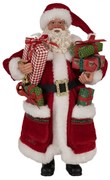 Vánoční dekorace taťka Santa Claus v kožichu s dárky - 16*10*27 cm