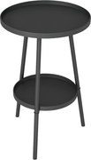 Outsunny Kulatý 2-úrovňový Zahradní Stůl Venku, Patio Stůl Ø32x51 cm s Dolním Podnosem a Kovovým Rámem pro Venkovní a Vnitřní Použití Černá | Aosom