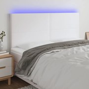 Čelo postele s LED bílé 200x5x118/128 cm umělá kůže