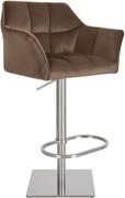 Barová židle Damaso E - samet, nerez rám - Hnědá