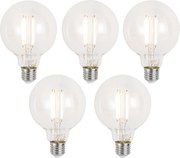 Sada 5 chytrých stmívatelných LED žárovek E27 G95 čirá 7W 806 lm 2700-6500K Zigbee