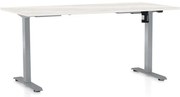 Výškově nastavitelný stůl OfficeTech A, 160 x 80 cm, šedá podnož, bílý jasan