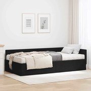 Rohový rám postele s matrací Jiný s čelo 2 ks Černá textil 3393583