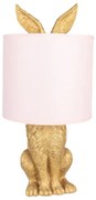 Zlatá stolní lampa králík s růžovým stínidlem Rabbi