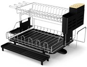 Costway Odkapávač na nádobí dvoupatrový odnímatelný, stříbrný KC55266