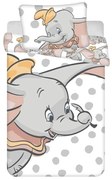 Jerry Fabrics Bavlněná přikrývka 100x135 Dumbo Elephant bílé tečky šedá pro dětskou postýlku povlak na polštář 40x60