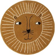 Hnědý dětský koberec s příměsí vlny ø95 cm Lion – OYOY Mini