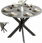 HOMCOM kulatý skládací jídelní stůl, pro 2–6 osob, ocelové X-nohy, do malých prostor, jídelna, kuchyně, 110 x 110 x 76 cm | Aosom