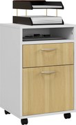 HOMCOM Mobilní kancelářský filing kabinet s šuplíkem a skříní pro tiskárnu, 40x35x60 cm, přírodní bílá | Aosom