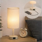 Brilagi - Stolní lampa s USB portem TABLON 1xE27/25W/230V béžová/krémová