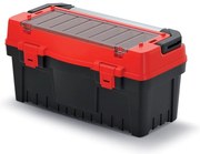 Kufr na nářadí s alu držadlem 59,4 × 28,8 × 30,8 cm, přepážky, červená