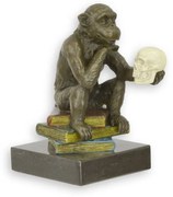 Vídeňská bronzová socha - OPICE S LEBKOU na mramorovém soklu