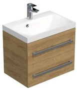 Koupelnová skříňka s chromovými úchyty a umyvadlem SAT Cube Way 60x53x40 cm dub Hickory mat CUBE260ZDH