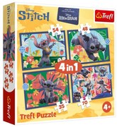 Puzzle 4v1 Lilo&Stitch Dovolená na Havaji 28,5x20,5cm v krabici 28x28x6cm